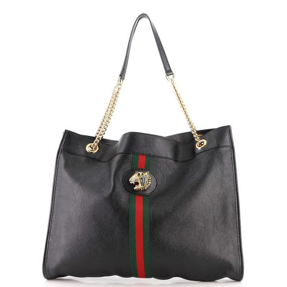 Gucci | Bags | Gucci Rajah Chain Tote Leather Large Black | Poshmark